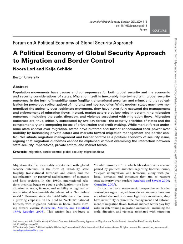 A Political Economy of Global Security Approach to Migration and Border ...
