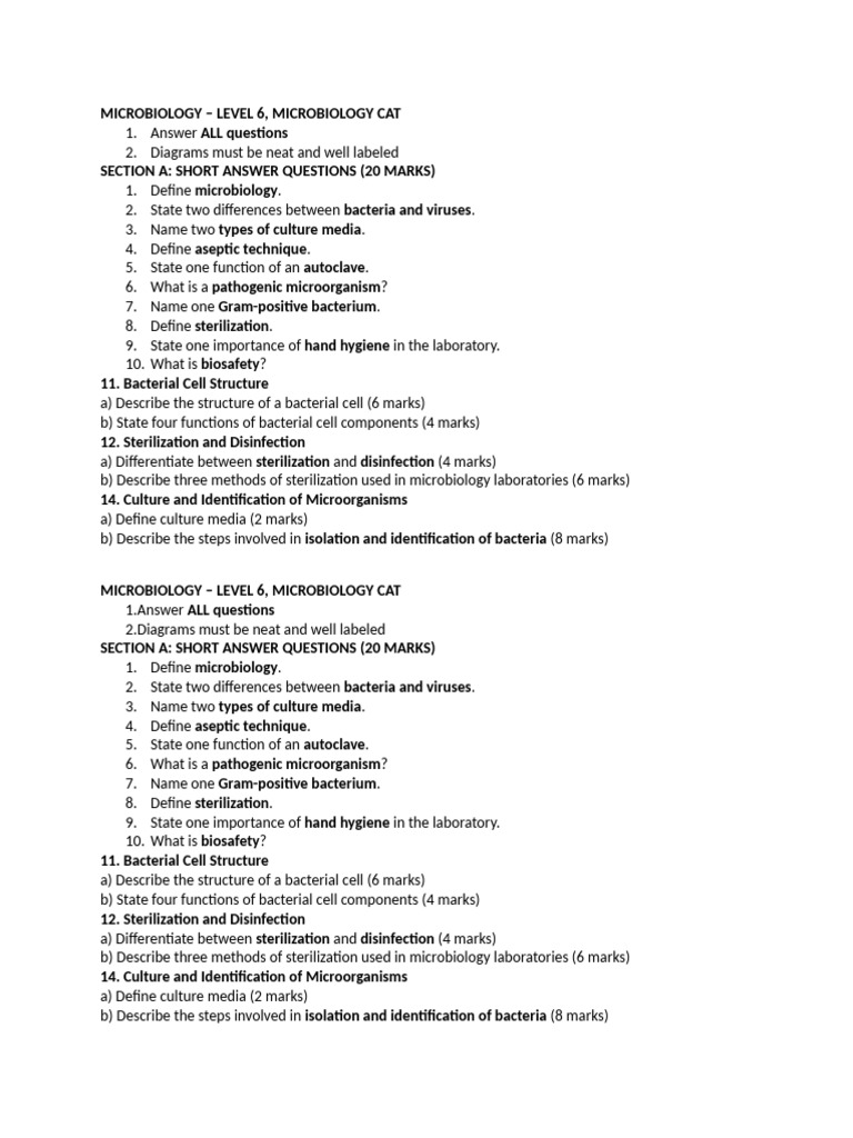 Microbiology Cat 1 Third Year (1) | PDF