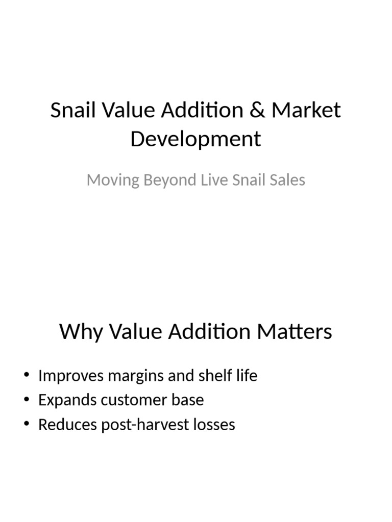 Snail Value Addition & Market Strategies | PDF