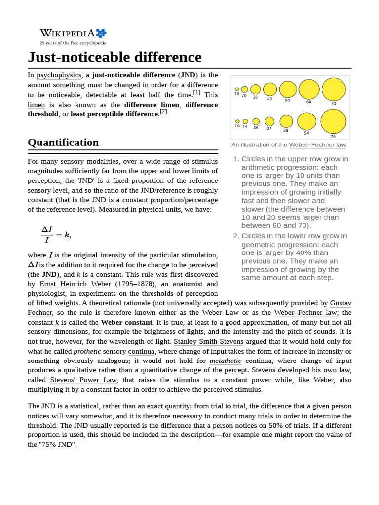 Understanding Just-Noticeable Difference | PDF | Cognitive Neuroscience ...