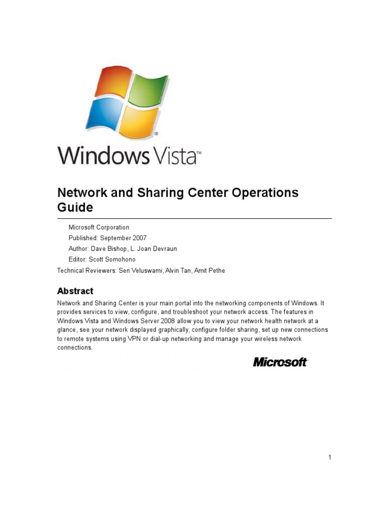Network and Sharing Center Operations Guide | PDF | Internet Protocols ...