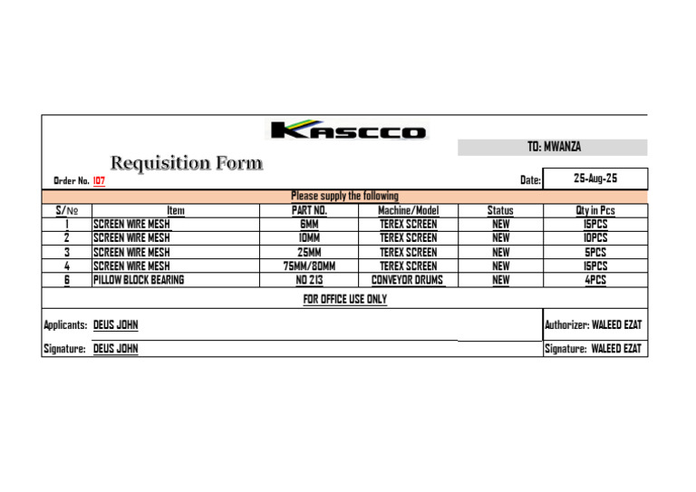 Terex Screen Wire Mesh Order 107 | PDF