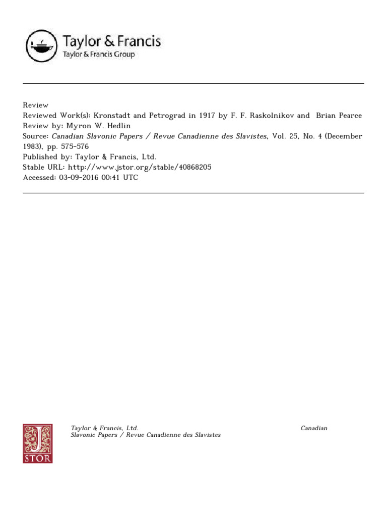 Kronstadt and Petrograd in 1917by F_ F_ Raskolnikov; Brian -- Review by ...