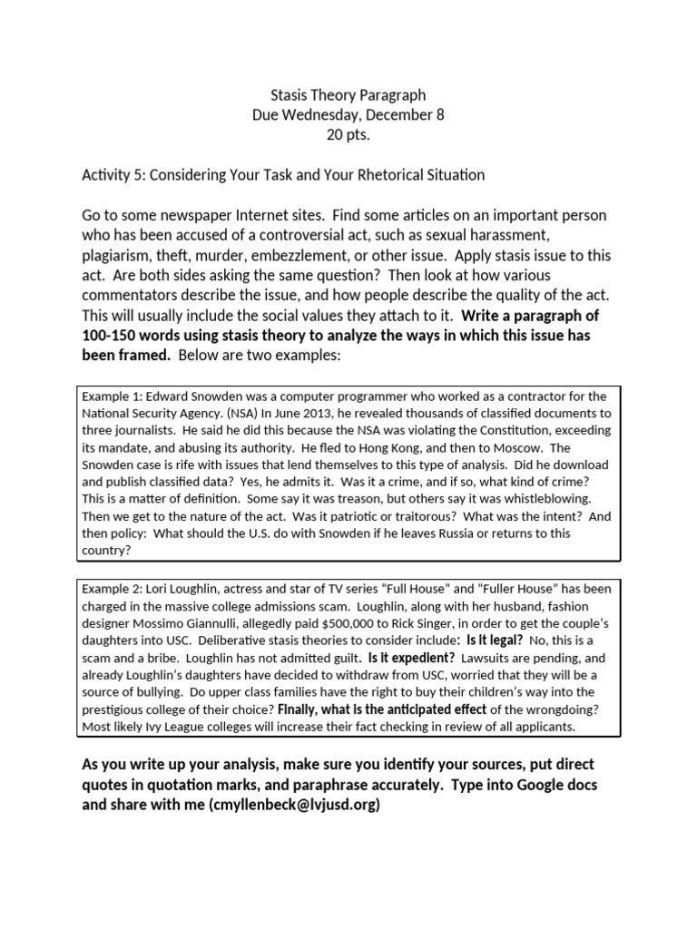 Analyzing Controversial Acts with Stasis Theory | PDF | Edward Snowden