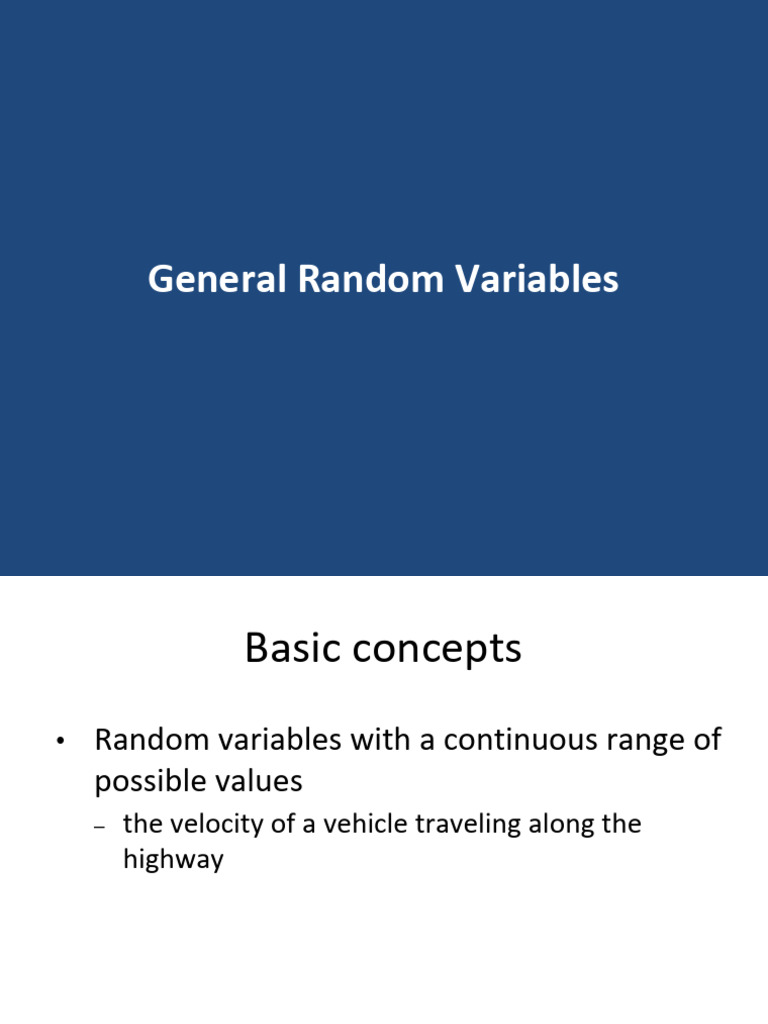 3. General Random Variables | PDF | Probability Density Function | Variance
