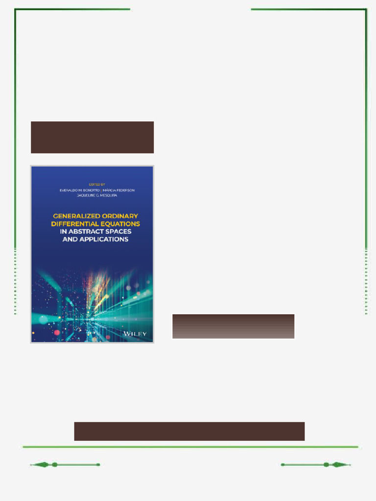 Generalized Ordinary Differential Equations in Abstract Spaces and Applications 1st Edition ...