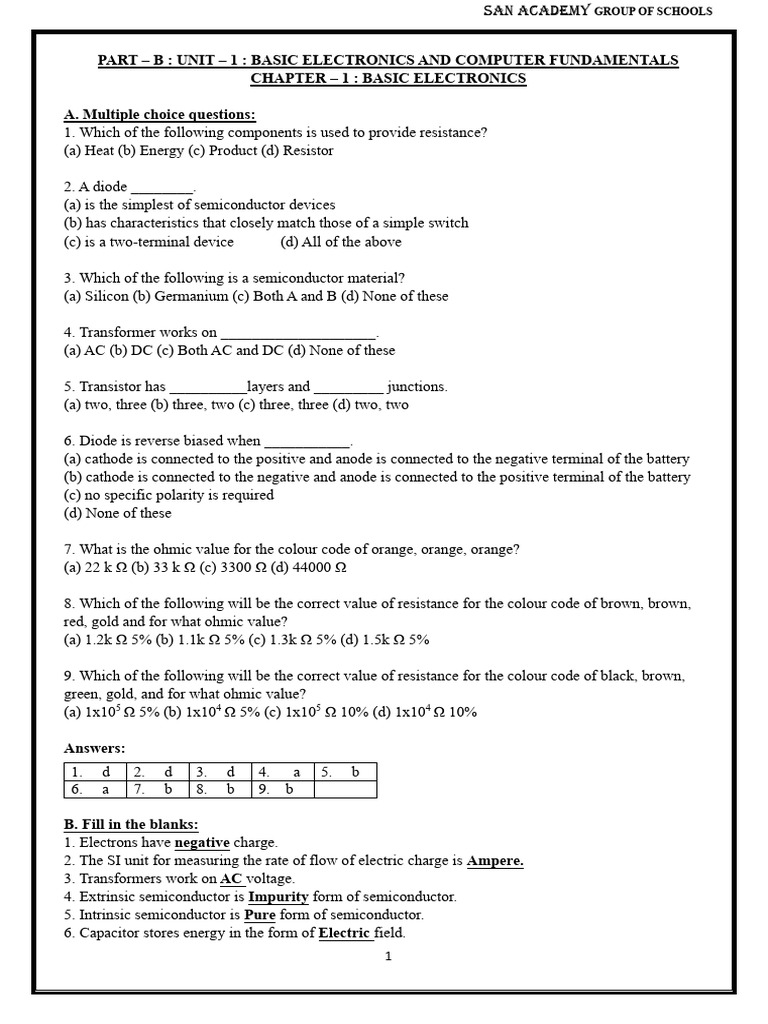 Part B - Unit - 1 - Learning Material - MCQ (1) | PDF | Semiconductors | Central Processing Unit
