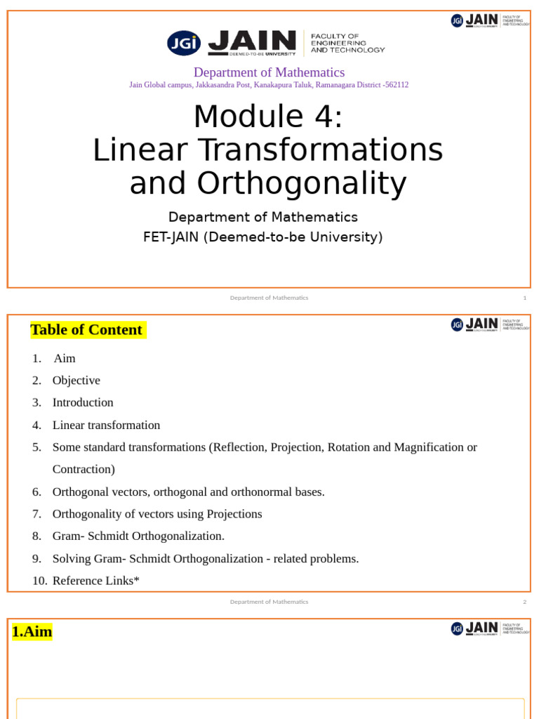 Module_4_Linear Transformations and Orthogonality | PDF | Linear Map ...
