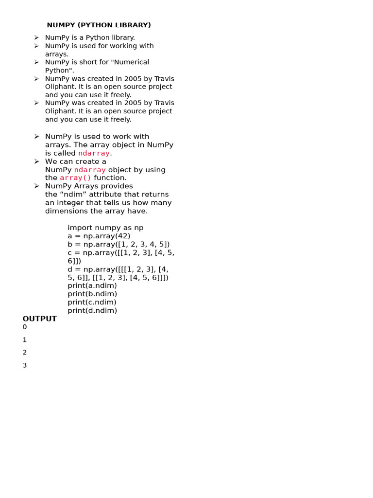 NUMPY Material | PDF