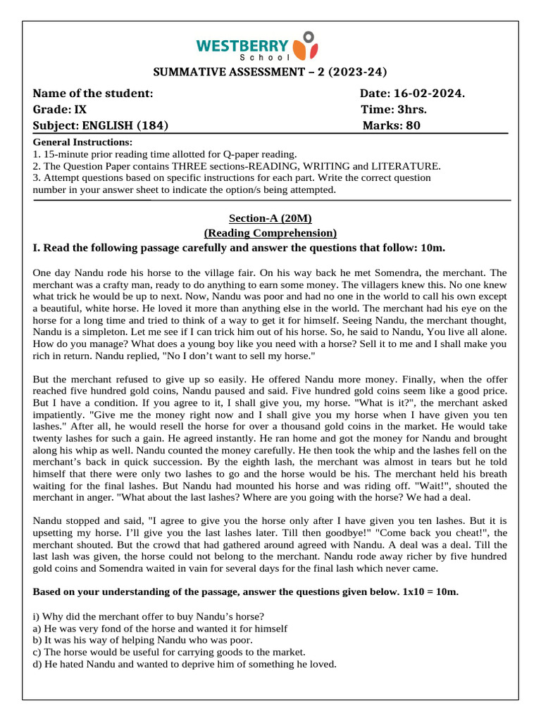 Grade IX English Summative Assessment | PDF | Glacier | Ice