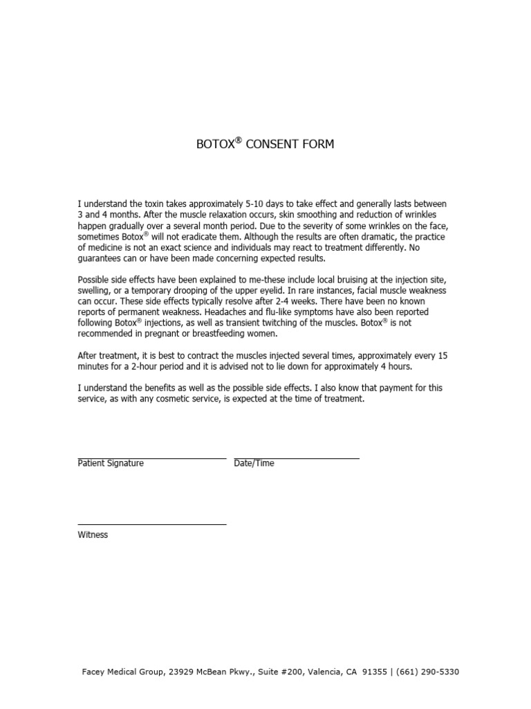 Botox Consent Form Sample | PDF