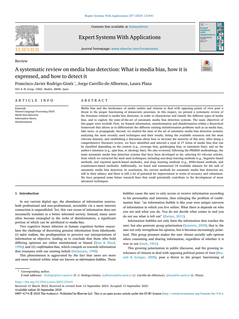 A Systematic Review on Media Bias Detection_What is Media Bias, How It ...