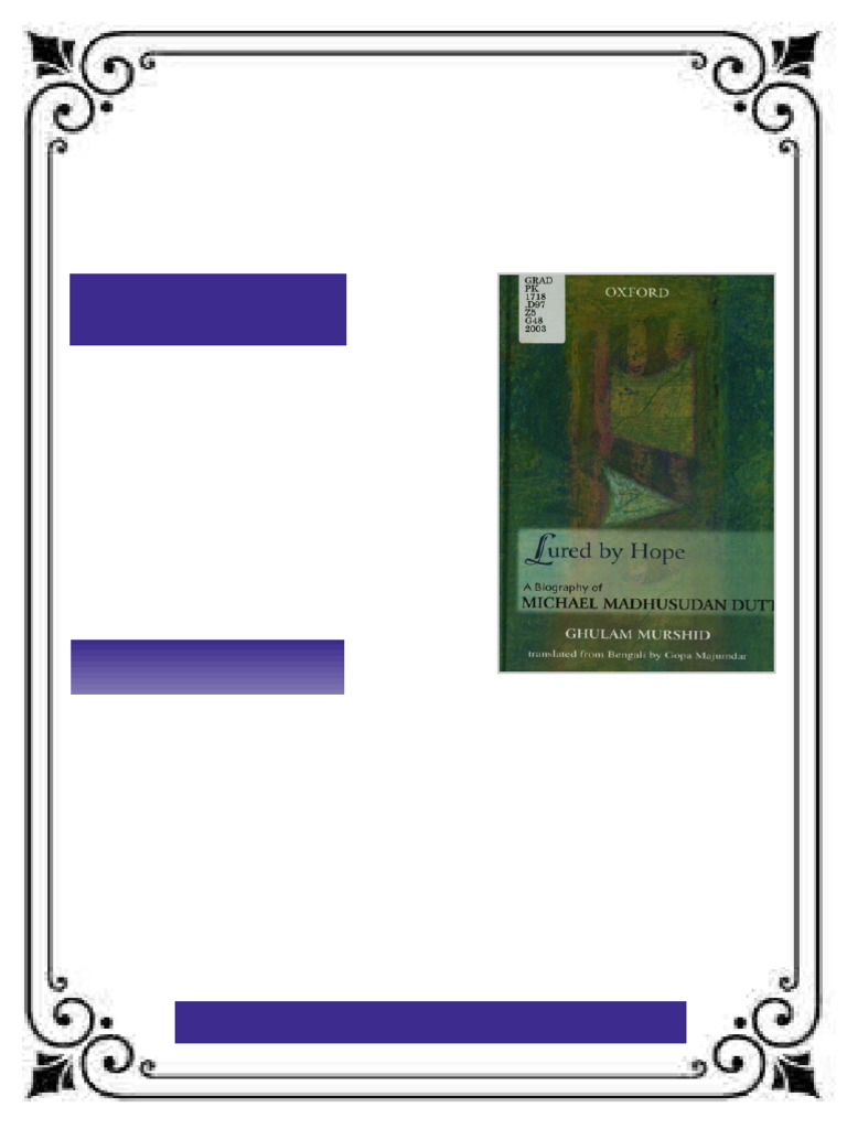 Lured by Hope A Biography of Michael Madhusudan Dutt 1st Edition Ghulam ...