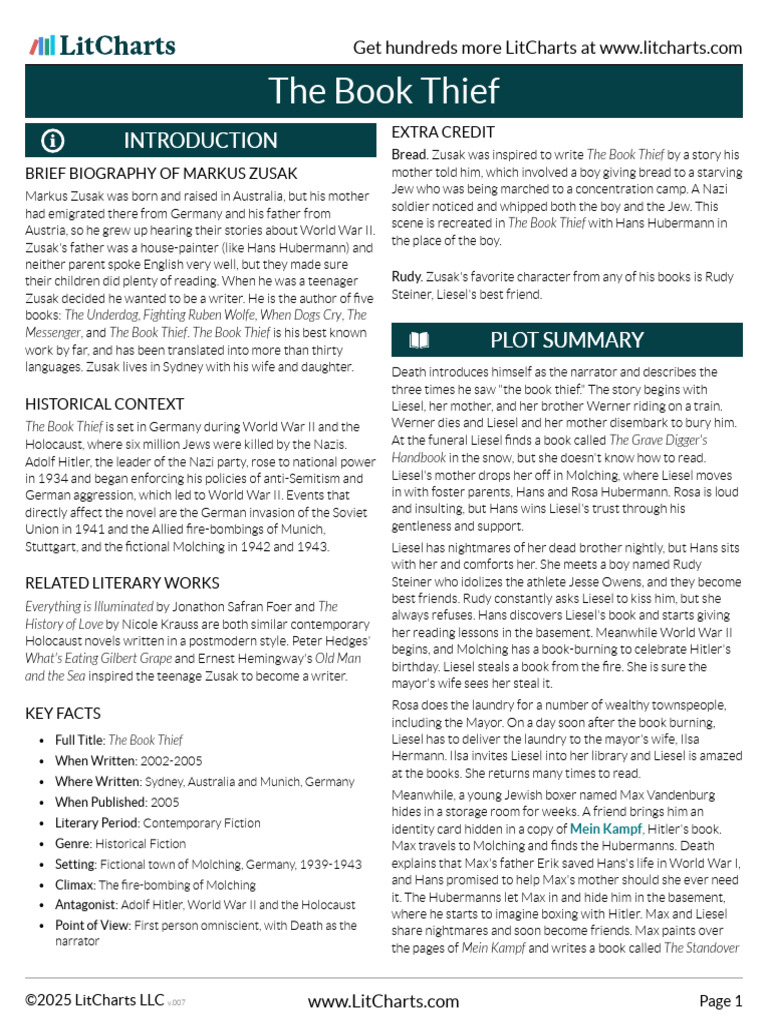 The Book Thief LitChart | PDF