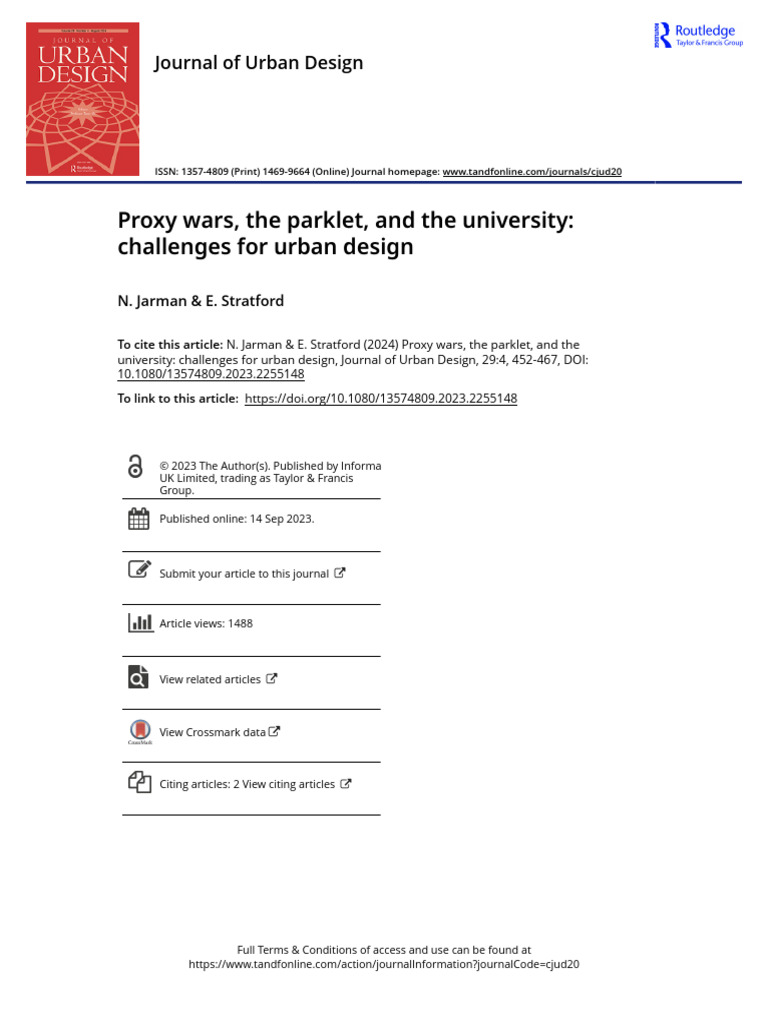 Proxy Wars the Parklet and the University Challenges for Urban Design ...
