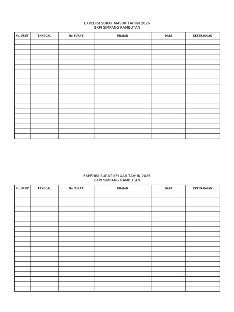 Buku Expedisi Surat GKPI 2026 | PDF