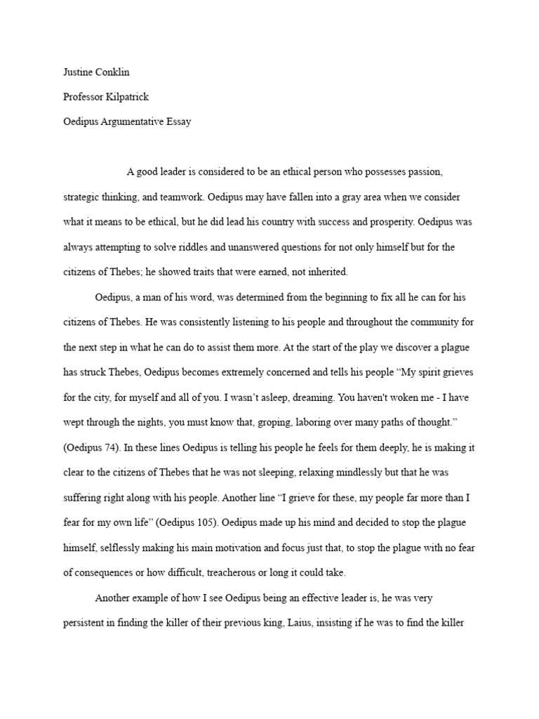 Oedipus Argumentative Essay Final Draft | PDF | Oedipus