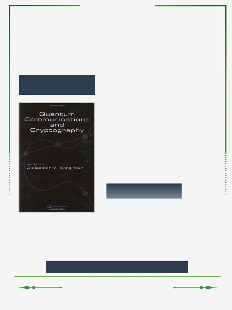 Quantum communications and cryptography 1st Edition Alexander V. Sergienko ebook high resolution ...