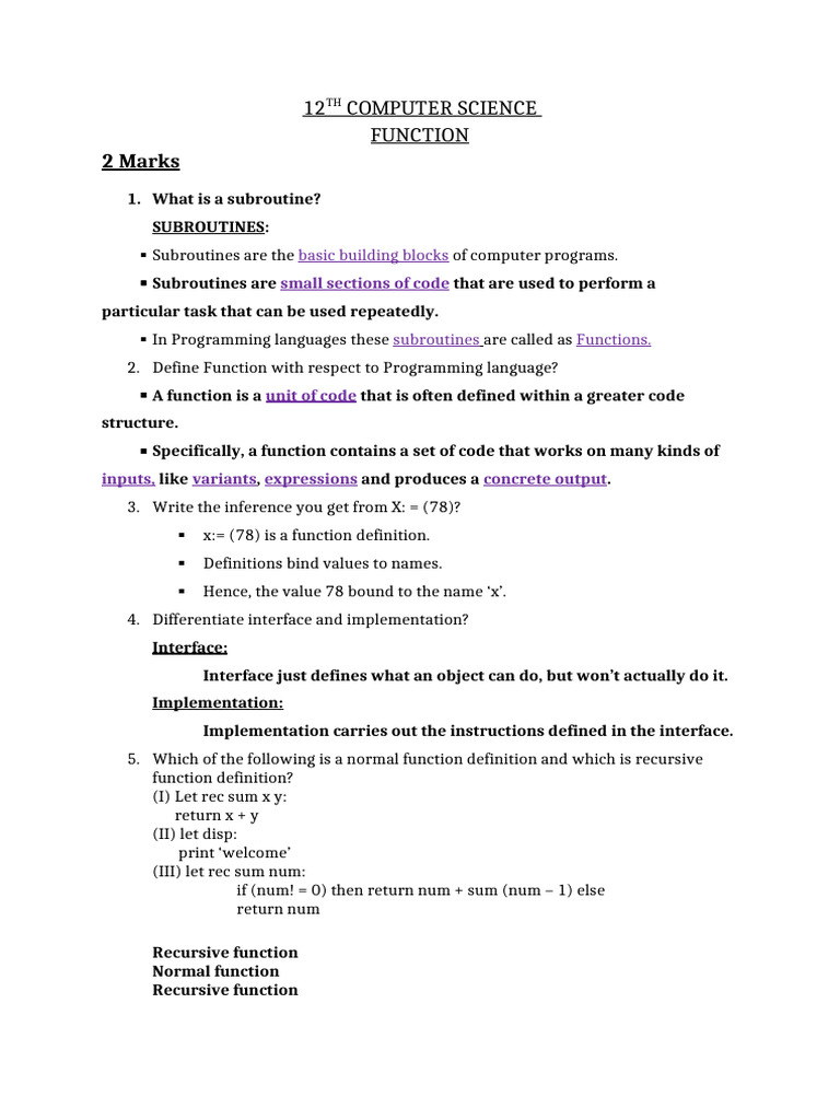 12th Computer Science 11.01.26 | PDF