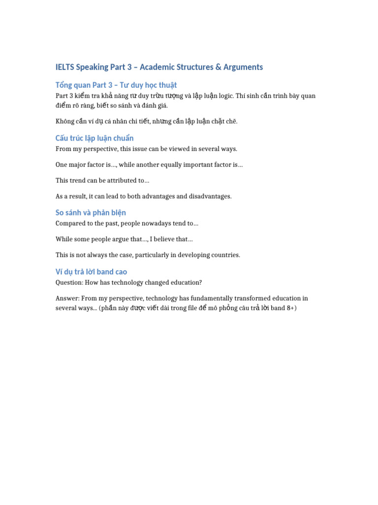 IELTS Speaking Part 3 Extended | PDF