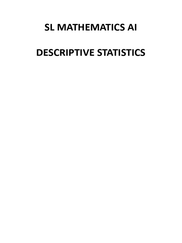 Descriptive Statistics in SL Mathematics | PDF