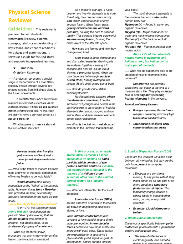 Physical Science Study Guide for Students | PDF | Intermolecular Force ...