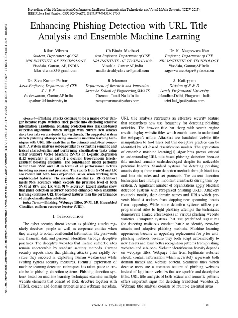 Paper 4 Enhancing Phishing Detection With URL Title Analysis and Ensemble Machine Learning | PDF ...
