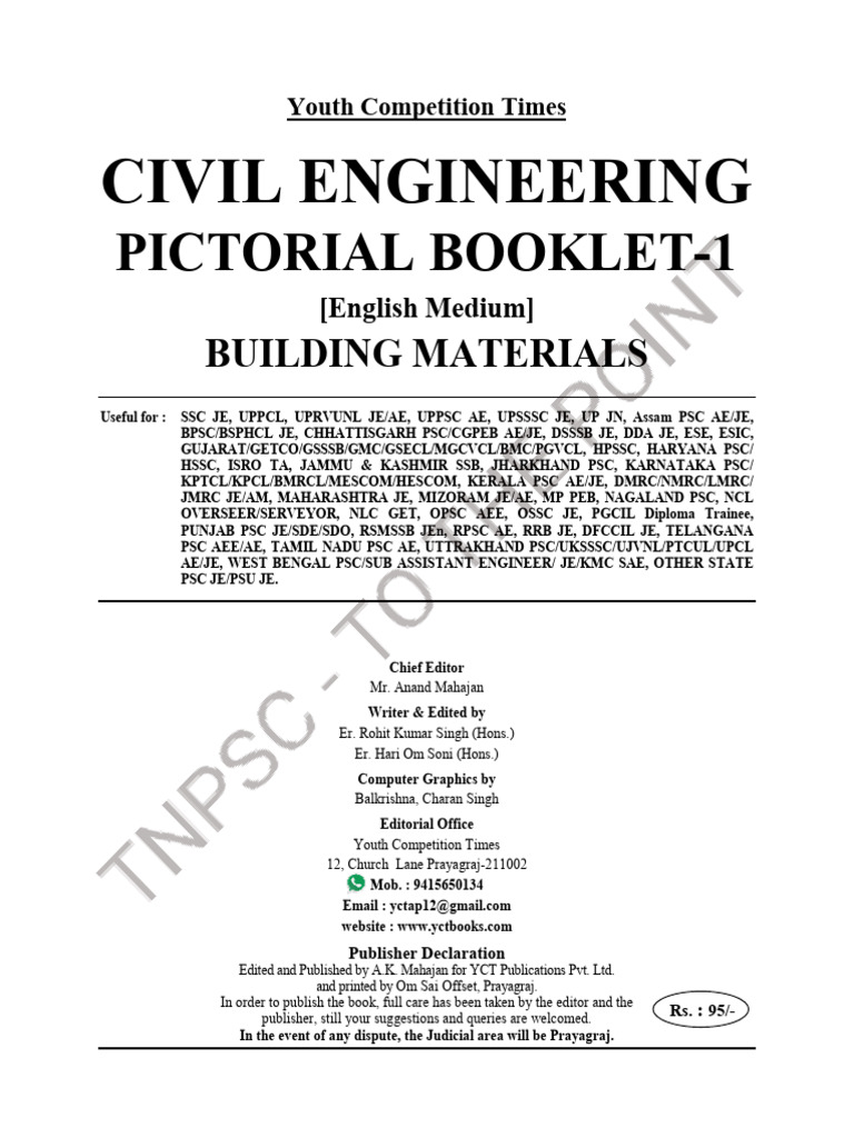 Civil Engineering Pictorial Booklet 1 English Medium Building Materials | PDF | Lime (Material ...