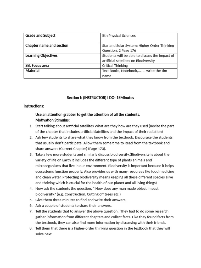 WCD PLAN, Critical Thinking | PDF | Biodiversity