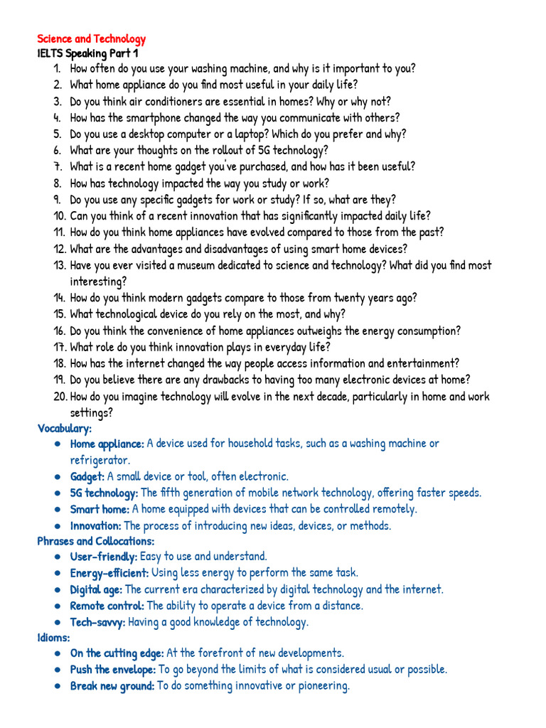 2. Science & Technology Ielts Speaking | PDF | Unmanned Aerial Vehicle | Electric Vehicle