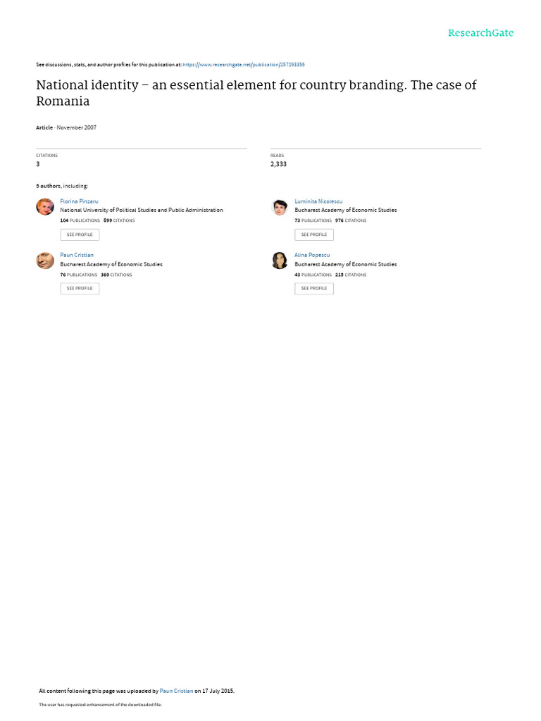 National Identity | PDF | Nation | Romania