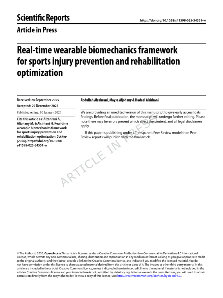 Real-time Wearable Biomechanics Framework for Sports Injury Prevention ...