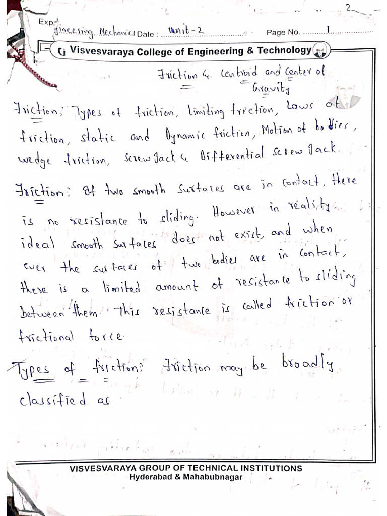 Engineering Mechanics Unit-2 | PDF