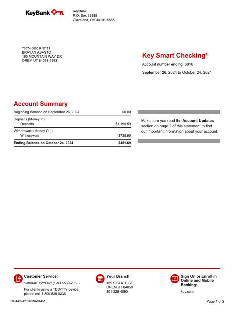 Key Smart Checking Account Summary | PDF | Banking | Financial Services