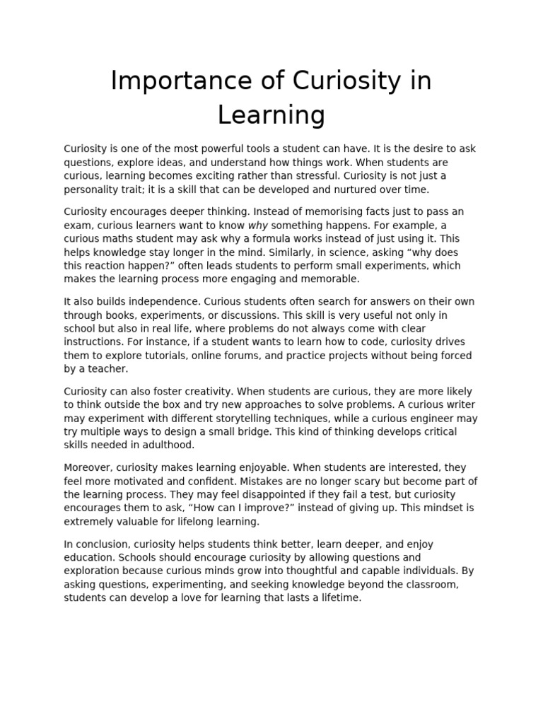 Importance of Curiosity in Learning | PDF
