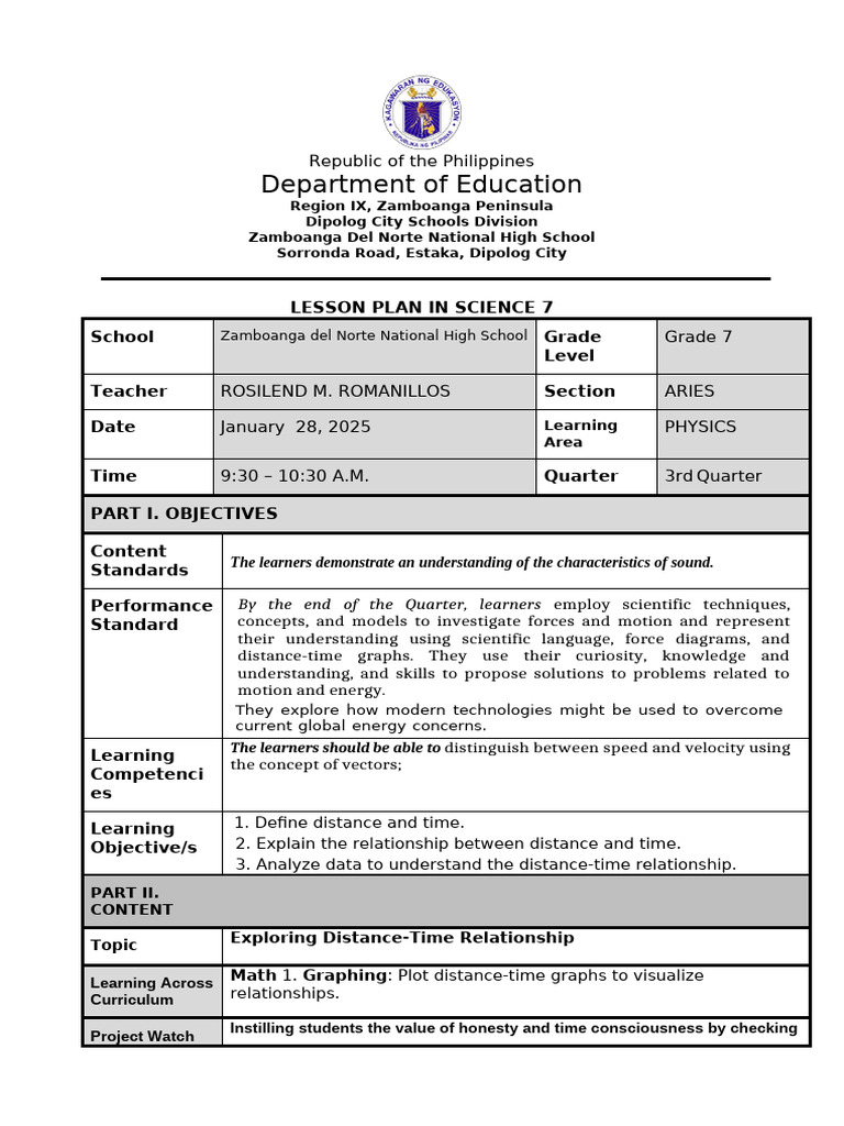 Lesson Plan Romanillos( 3rd Star) -24-25 | PDF | Learning | Acceleration