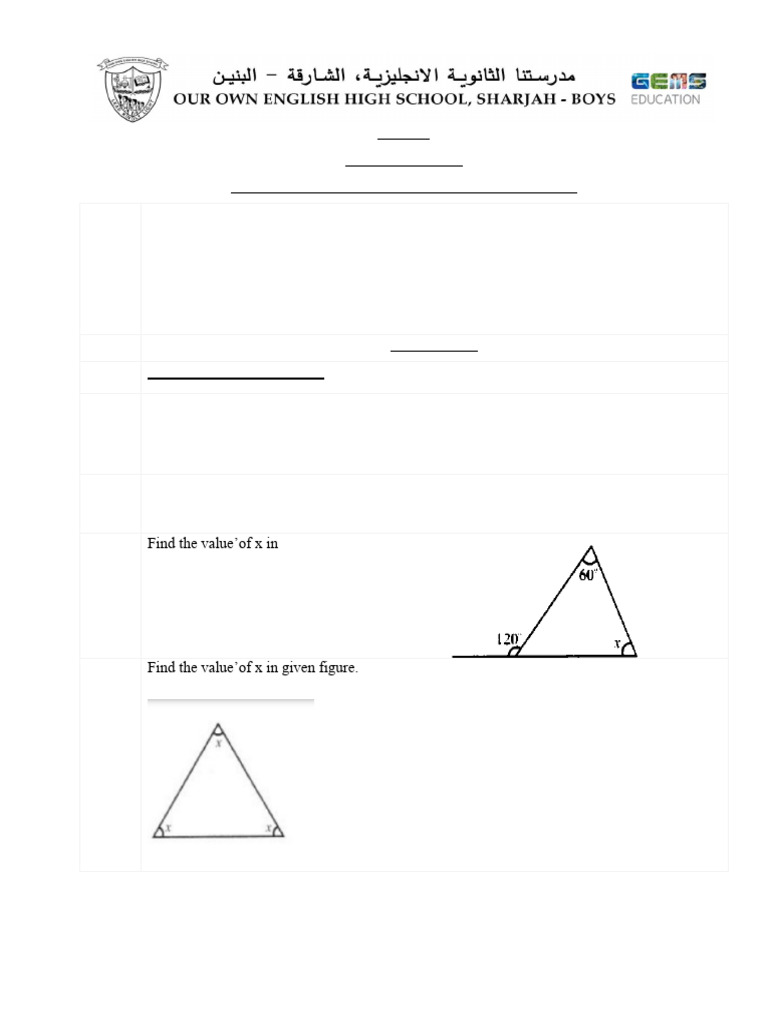 Grade 7 - Triangle and Its Properties - Worksheet | PDF | Euclidean ...