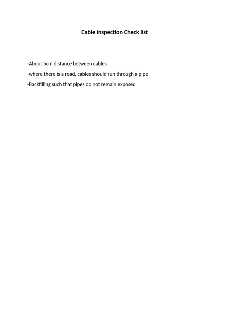 Cable Inspection Checklist Guide | PDF
