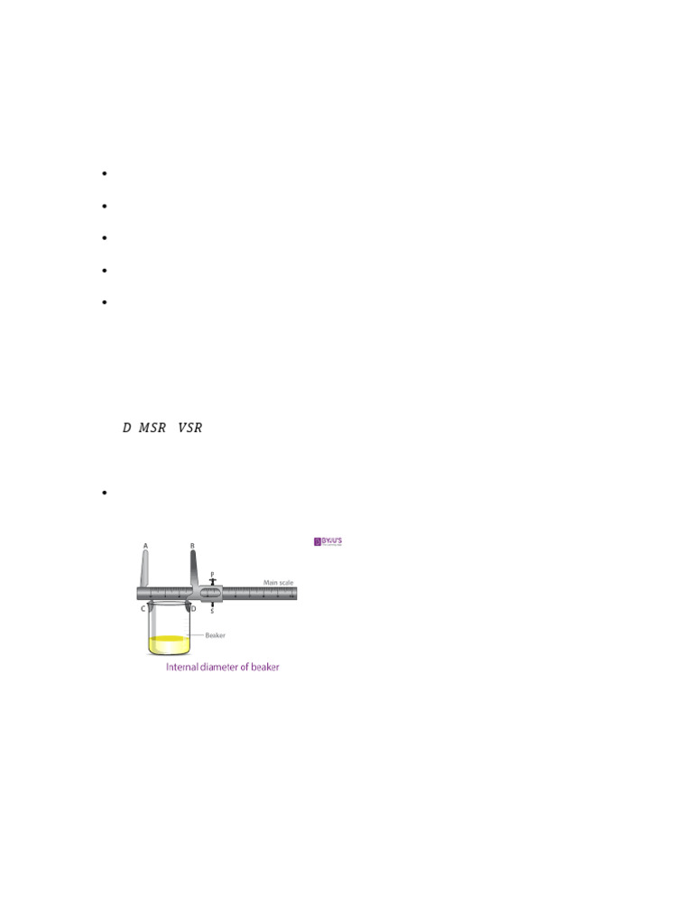 To Measure the Internal Diameter and Depth of a Beaker Accurately | PDF