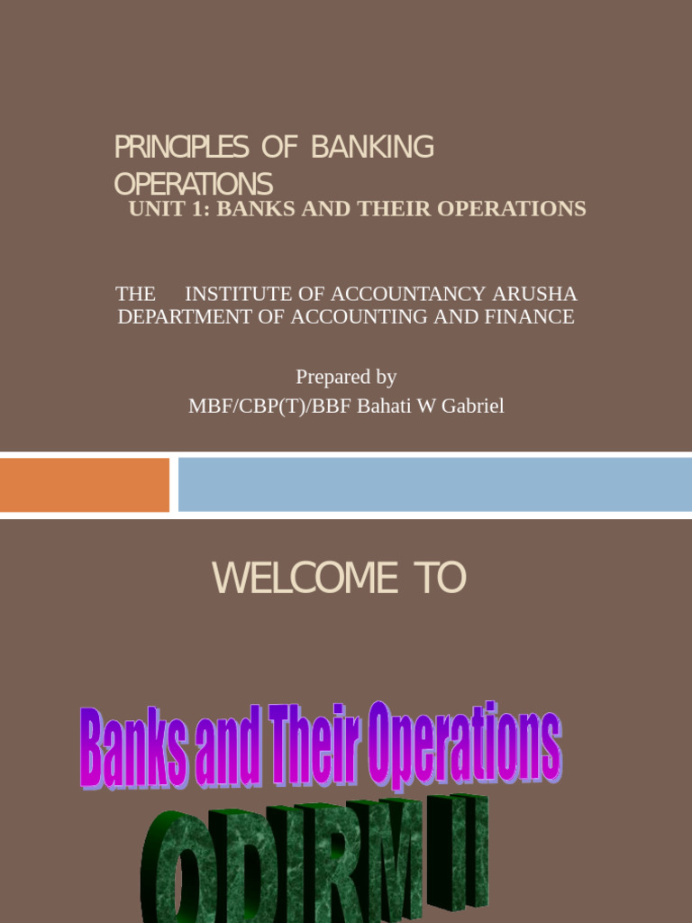 Unit 1A Bank Operations | PDF | Banks | Cheque