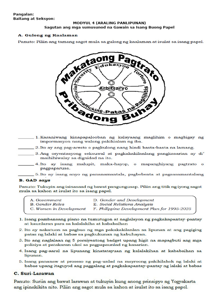 m4 Activity Sheet | PDF