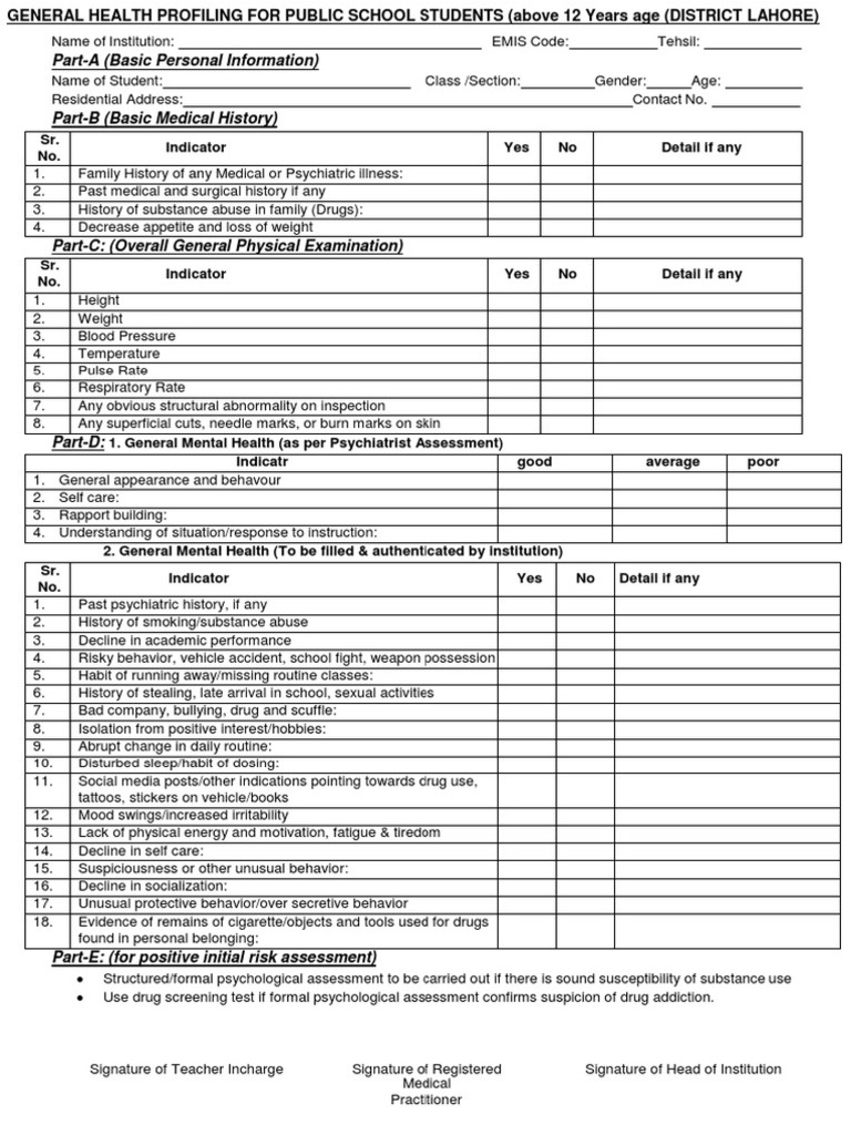 Health Profile | PDF