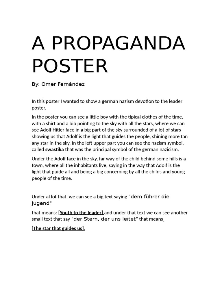 Nazi Propaganda Poster Analysis | PDF