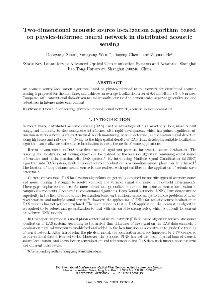 Two-dimensional Acoustic Source Localization Algorithm Based on Physics-Informed Neural Network ...