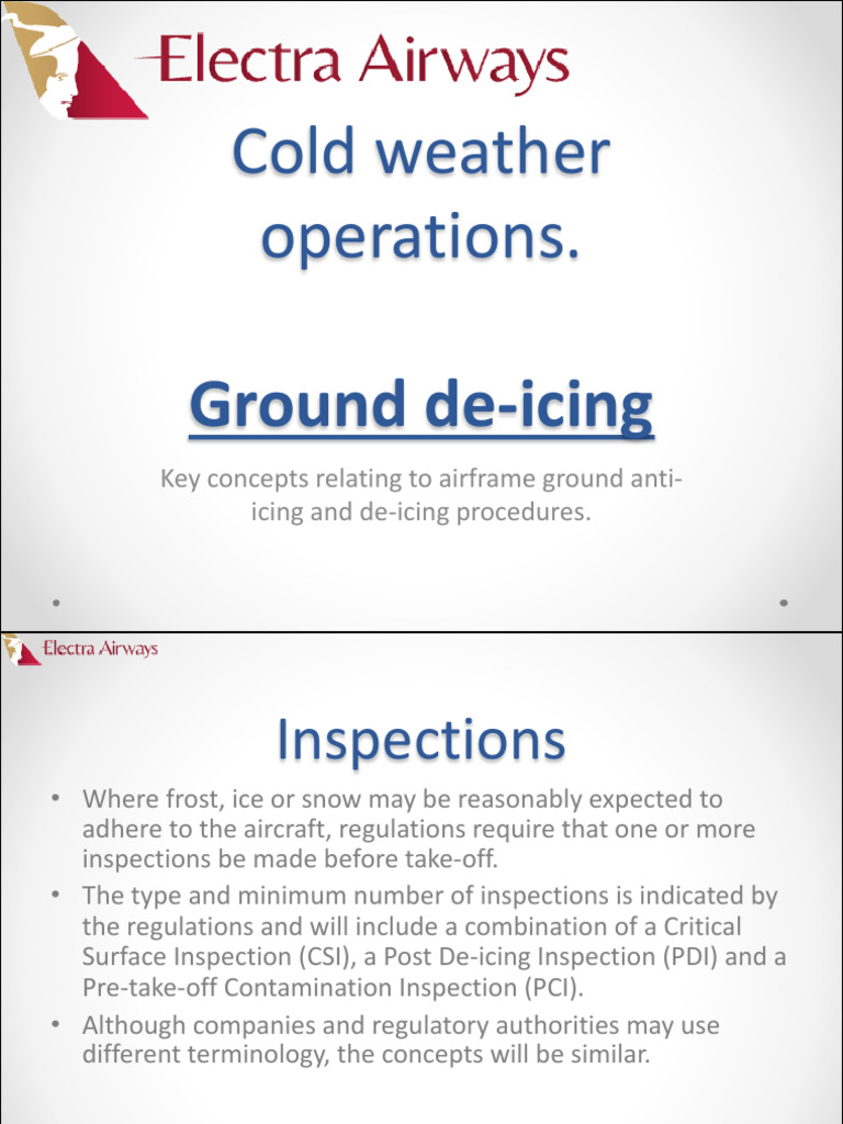 Cold Weather Aircraft De-Icing Procedures | PDF | Snow | Freezing