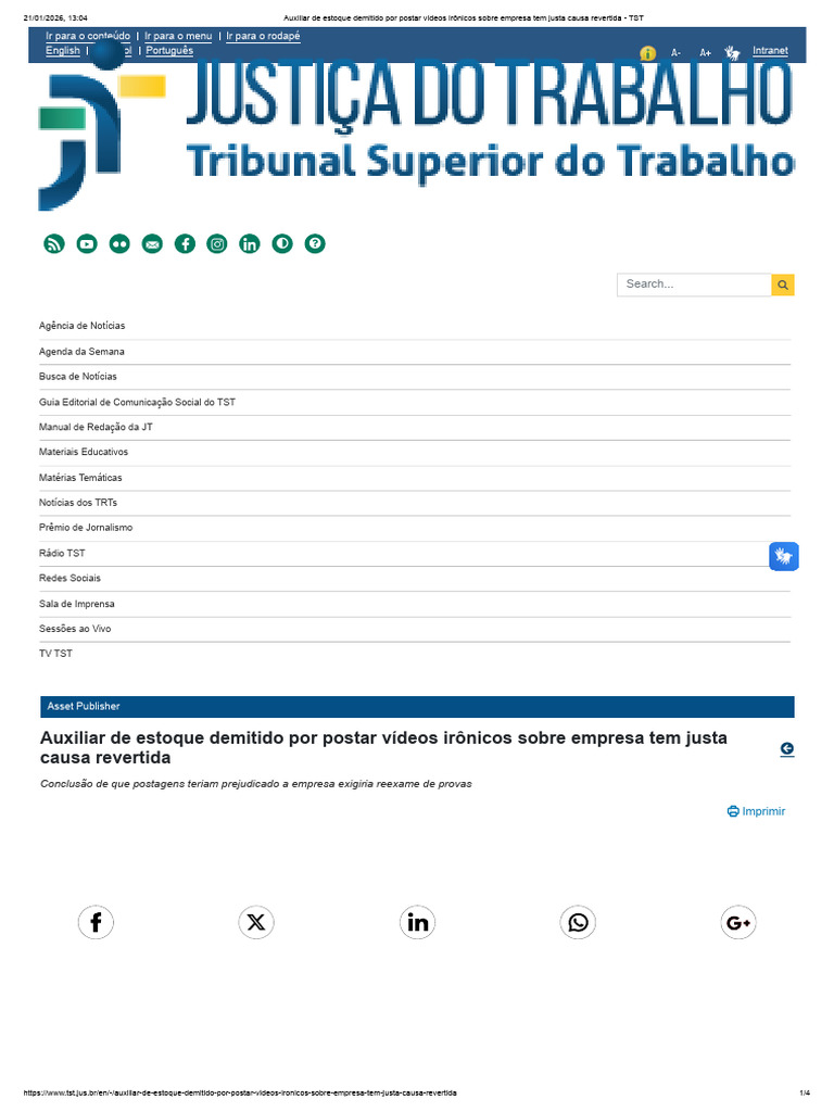 Auxiliar de Estoque Demitido Por Postar Vídeos Irônicos Sobre Empresa ...