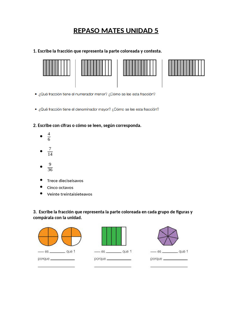 Repaso Mates Unidad 5 | PDF