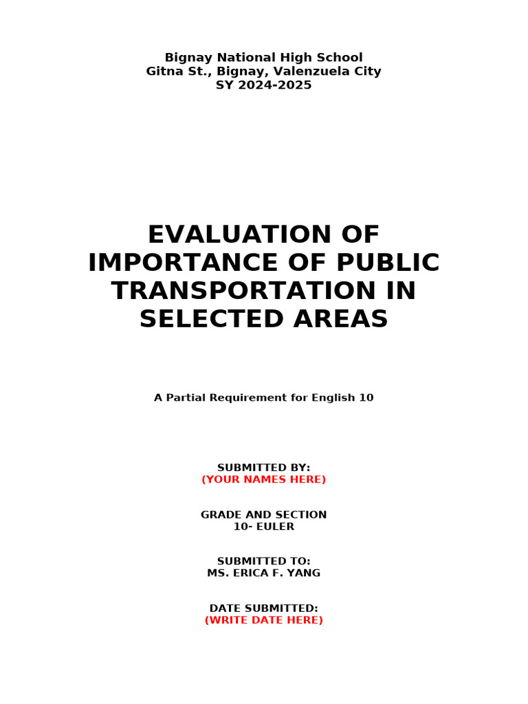 Importance of Public Transportation Evaluation | PDF | Survey Methodology