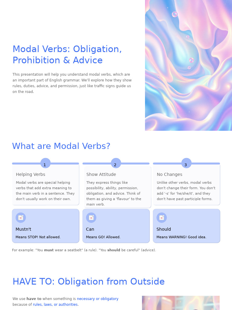 Modal Verbs Obligation Prohibition and Advice (1) | PDF | Verb ...