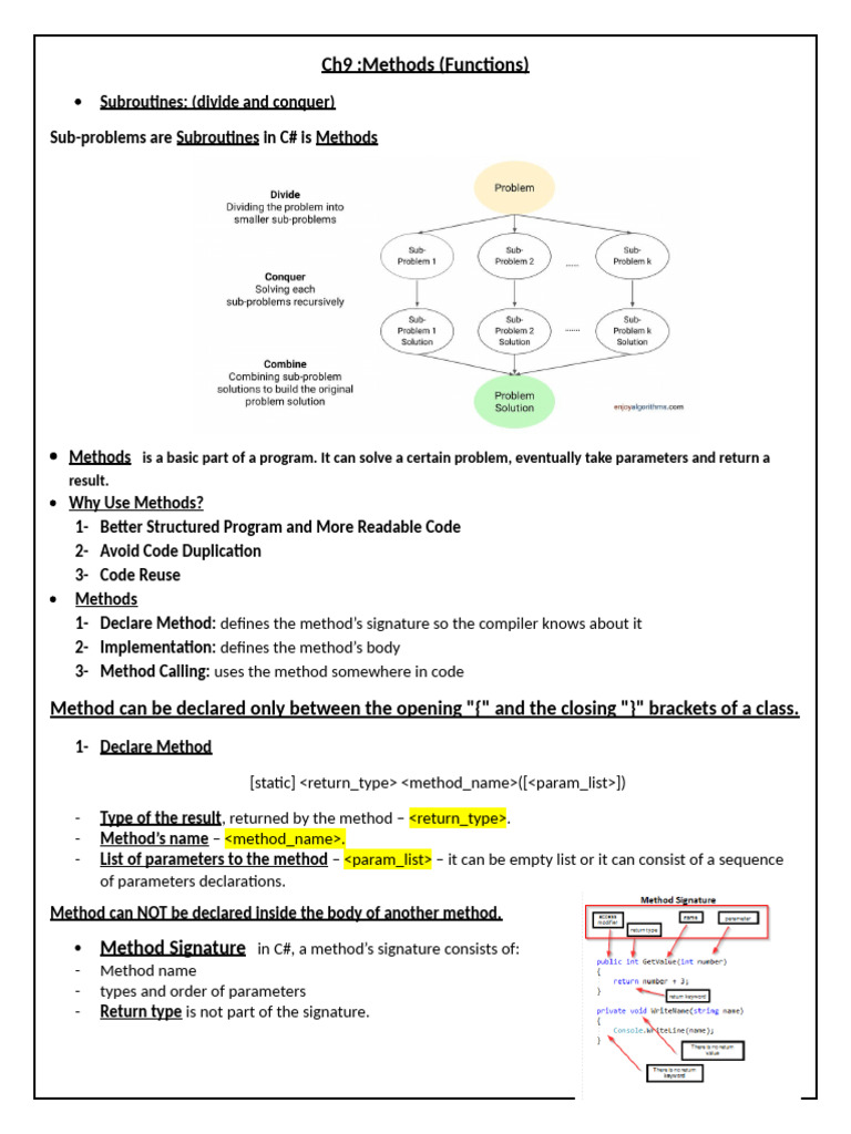 Methods | PDF | Parameter (Computer Programming) | Class (Computer Programming)